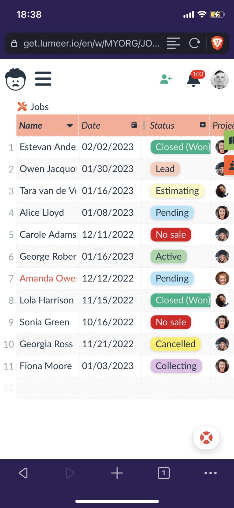 Job Tracking Template – Lumeer